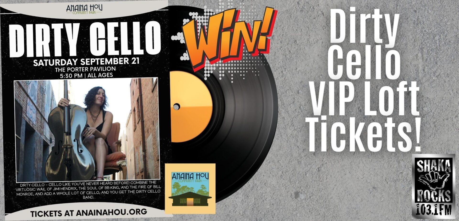 DIRTY CELLO CONCERT VIP LOFT TICKET GIVEAWAY! | Shaka 103.1FM | Kauai's Best Classic Rock ...